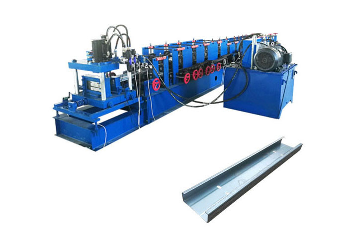 Automatic C Shape Purlin Roll Forming Machine Blue Color Galvanized ...